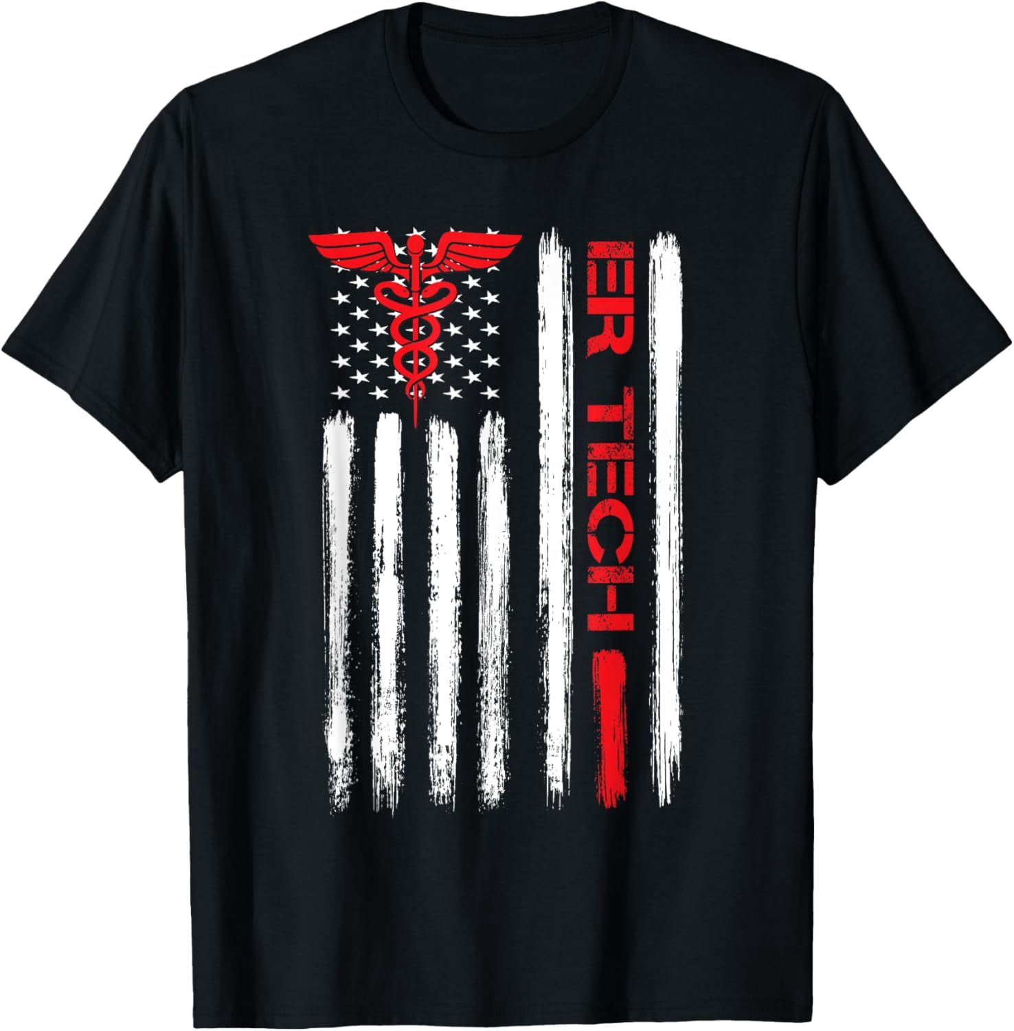 ER Tech US Flag Emergency room technologists technicians T-Shirt ...