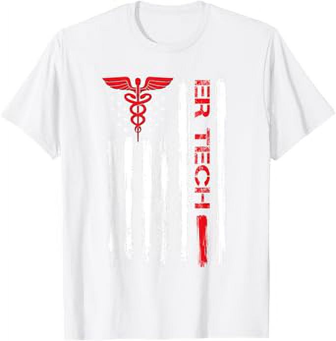 ER Tech US Flag Emergency room technologists technicians T-Shirt ...
