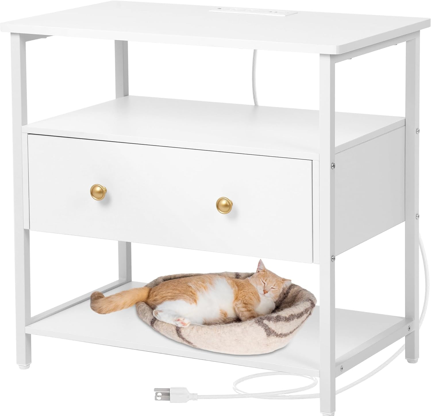 ERAMENT 27 inch Nightstand Side Table with 1 Layer of Wooden Drawers ...