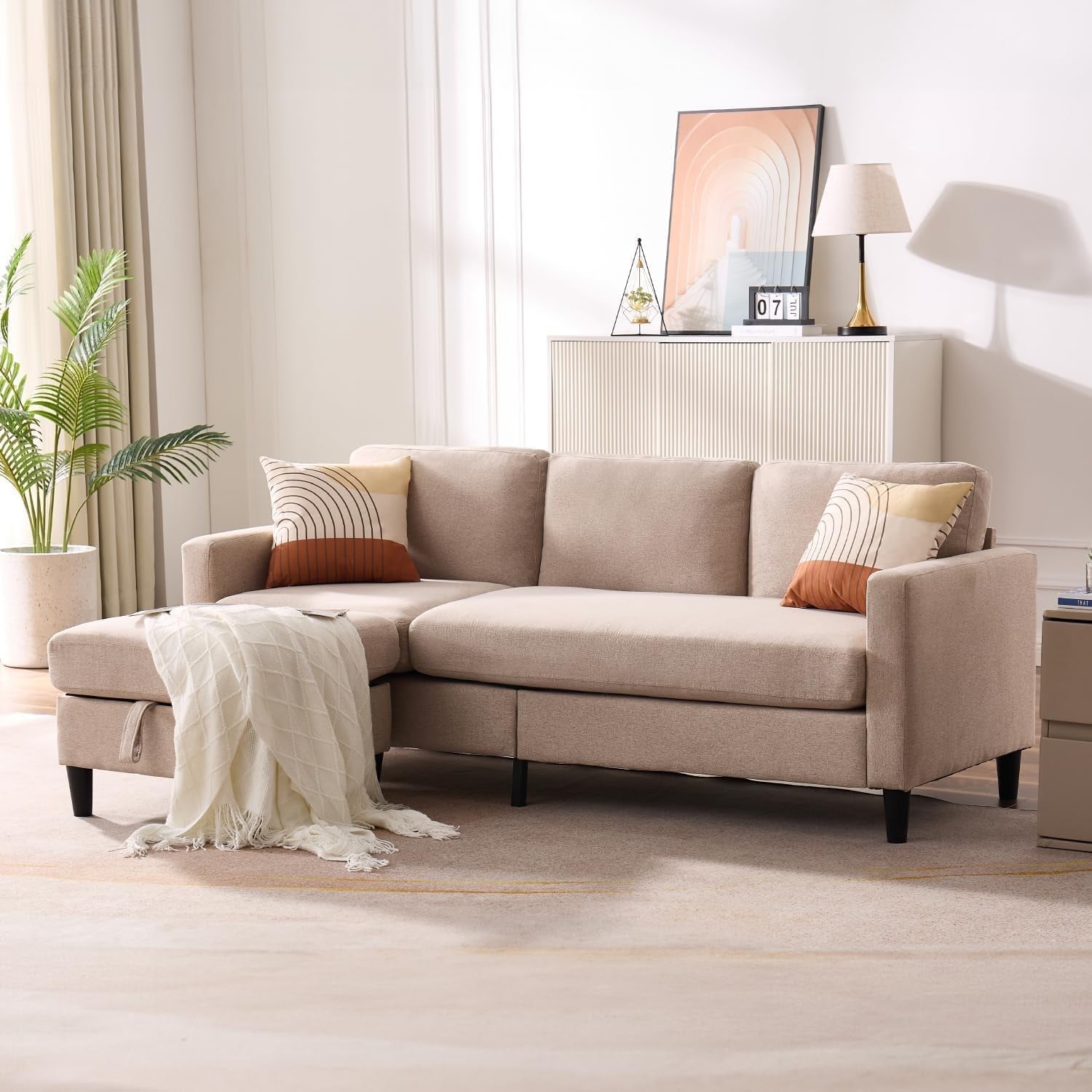 ERAMENT Convertible Sectional Couch, 3 Seat L-Shaped Couch with Storage ...