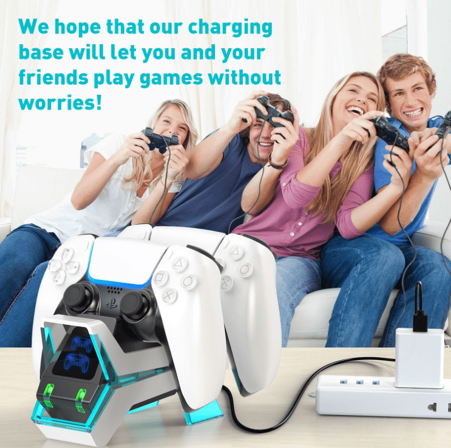 ERAMONG PS5 Controller Charging Station, Dual-Control 5V/3A High-Speed Fast Charging AC Adapter ...
