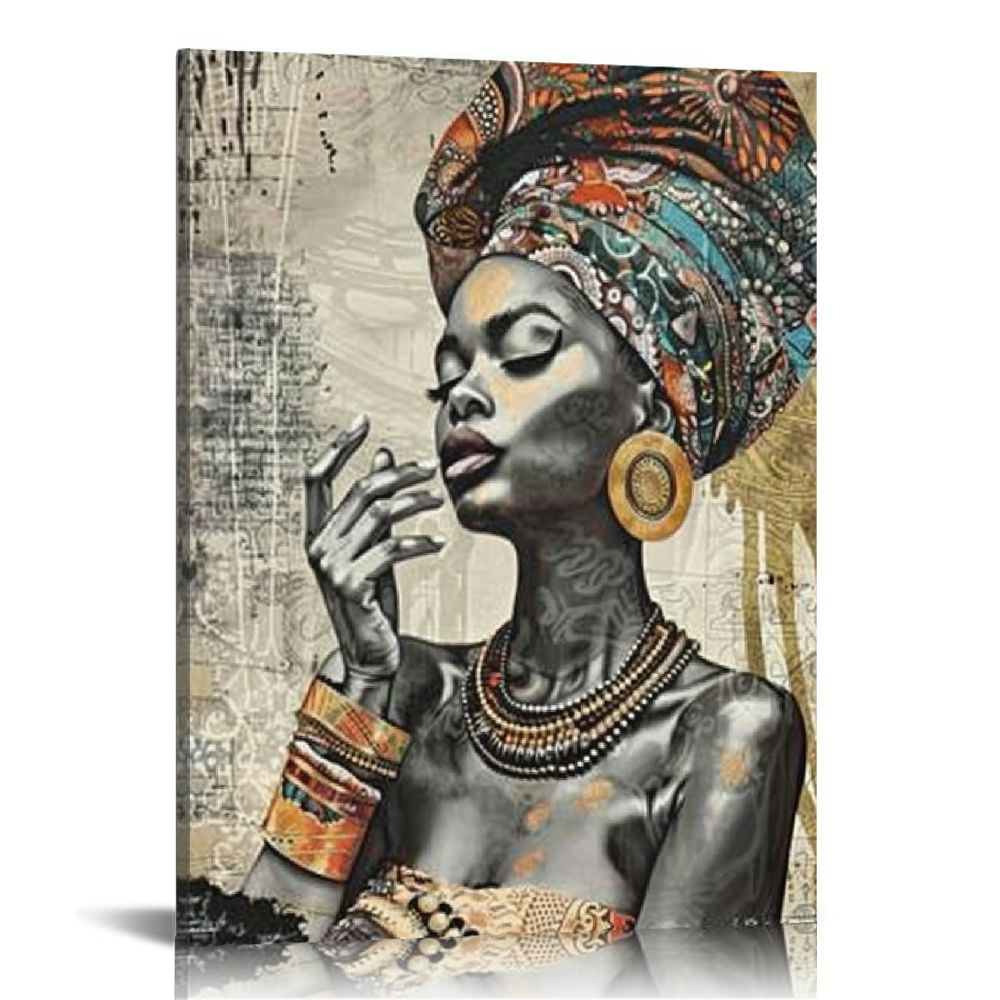 ERAPDAUR African American Wall Art- Elegant Black Woman Minimalist Wall Decor- Abstract Black ...