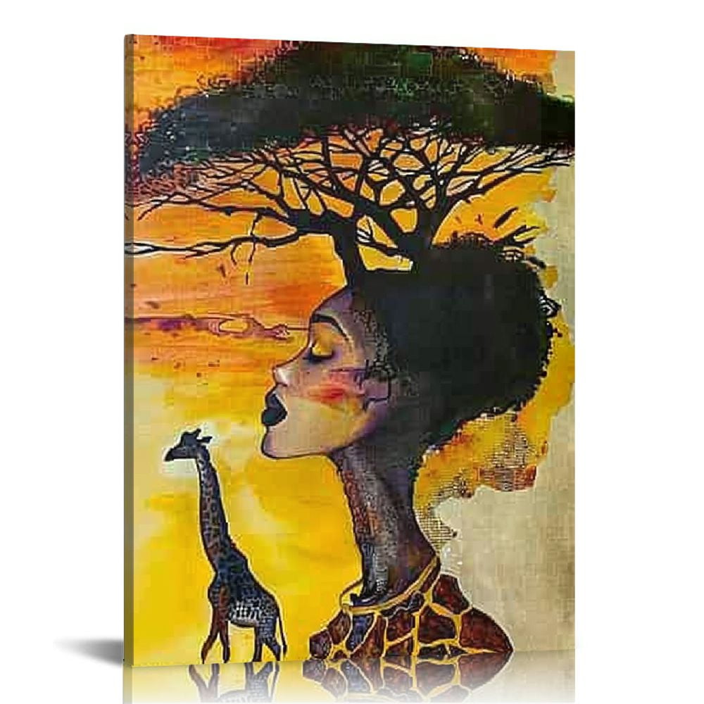ERAPDAUR African American Wall Art Homesick Posters Canvas Painting Black Girl Abstract African ...