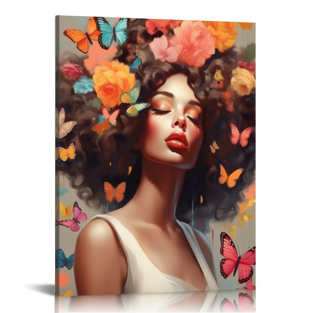 ERAPDAUR Black Wall Art Abstract African American Woman Poster Afro Girl Canvas Painting Modern ...