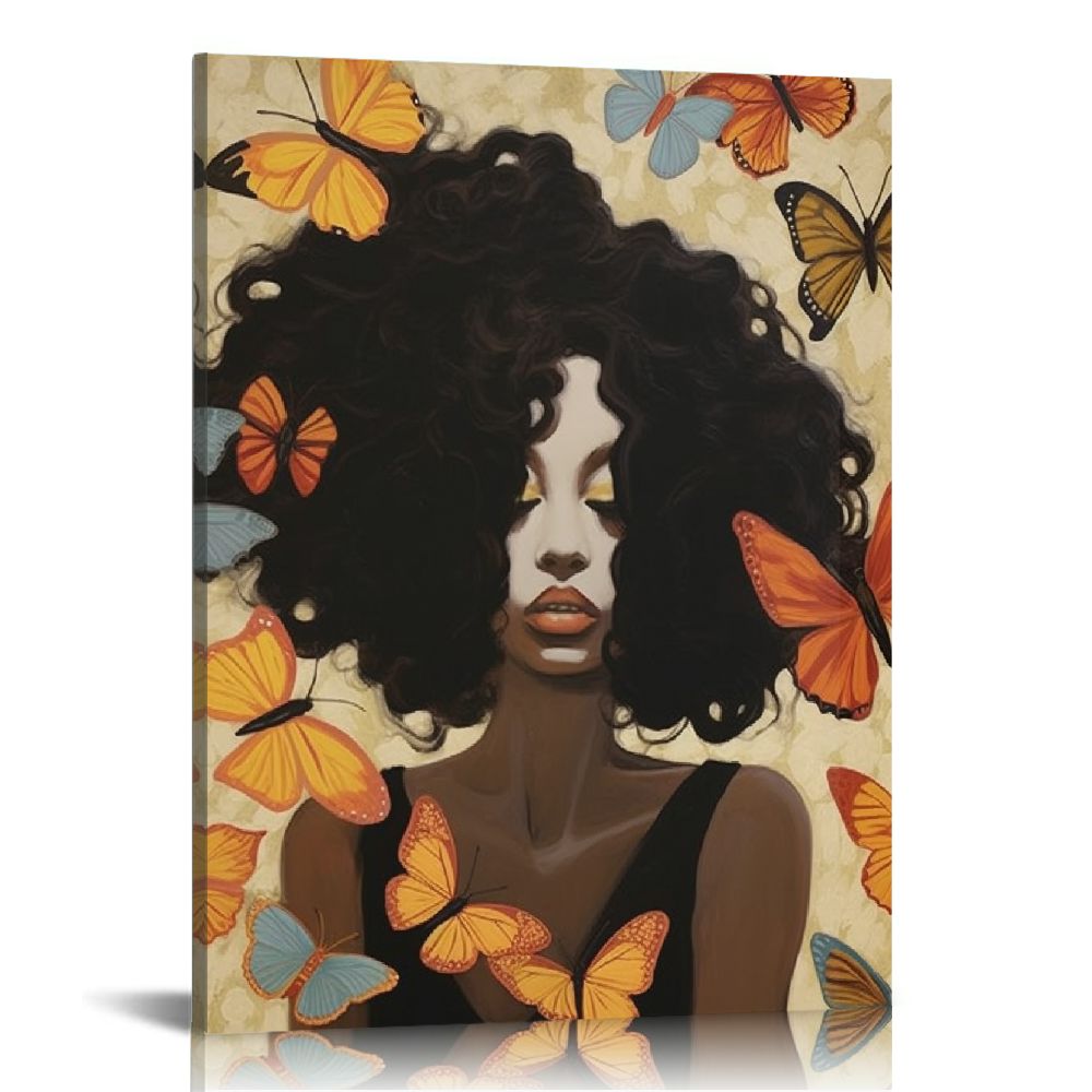 ERAPDAUR Black Woman Wall Art Canvas Poster Decorative, African American Wall Art, Black Girl ...
