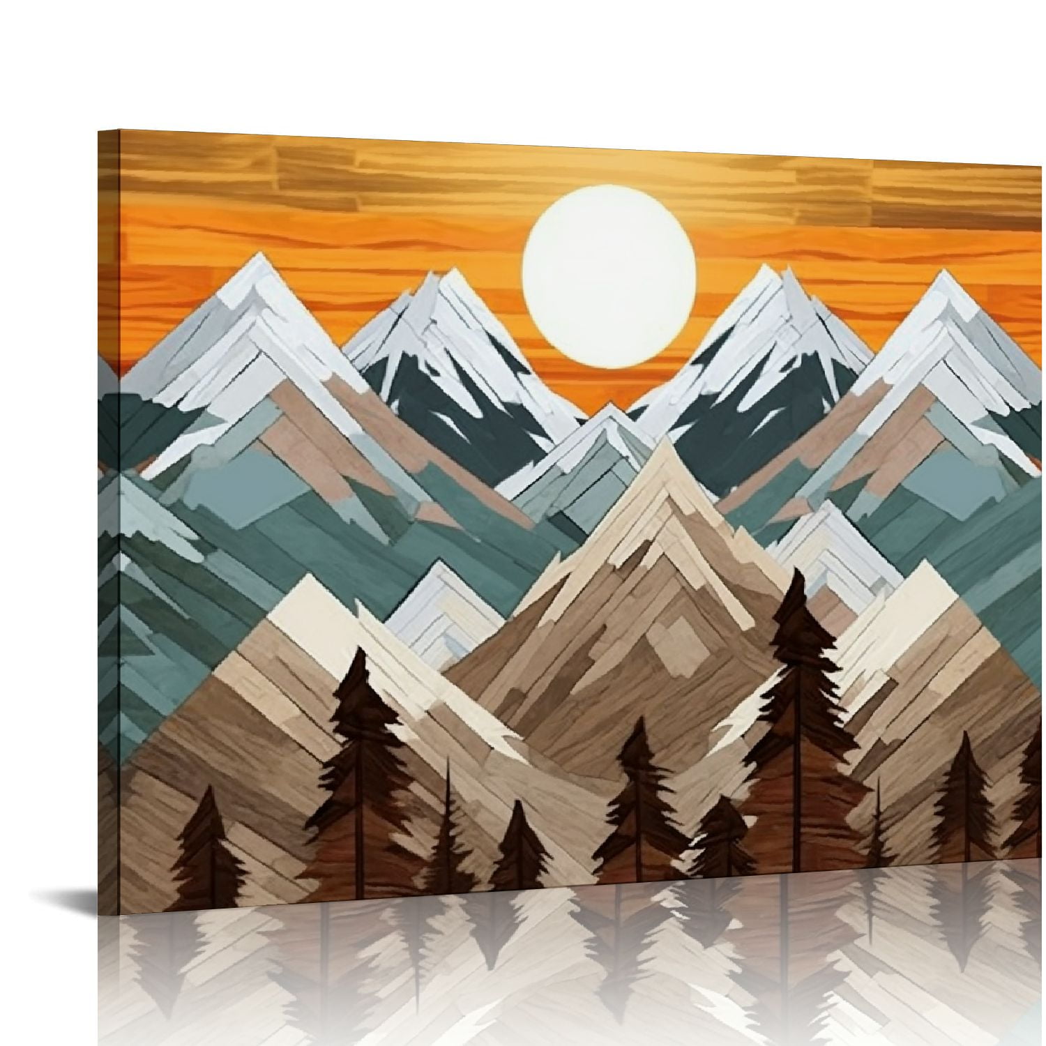 ERAPDAUR Boho Mountain Wall Art Mountain Pictures Wall Decor Large Sun ...