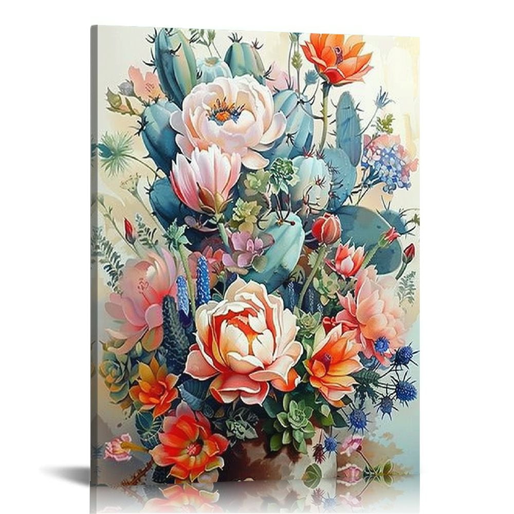 ERAPDAUR Cactus Canvas Wall Art Succulent Pictures for Wall Decor ...