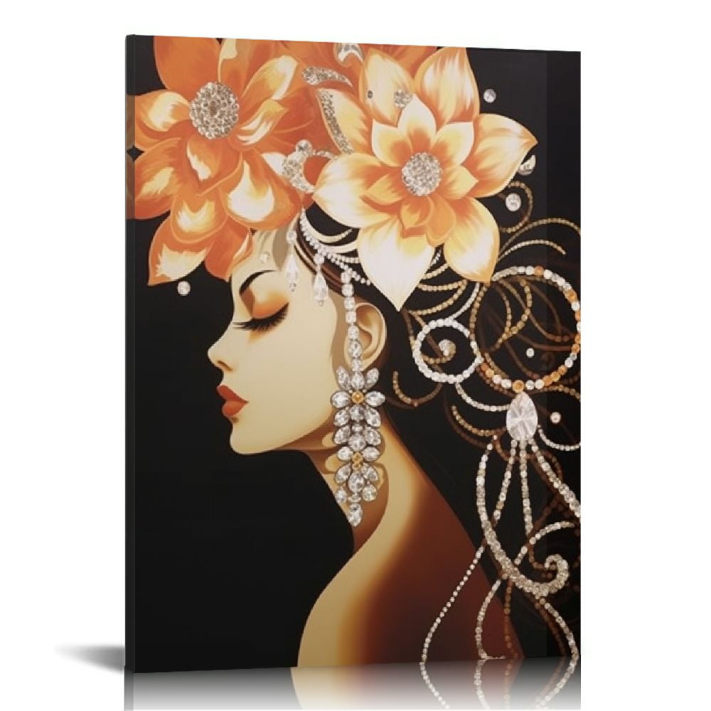 ERAPDAUR Canvas African American Wall Decor Black Girl African Woman Wall Painting Black Art ...