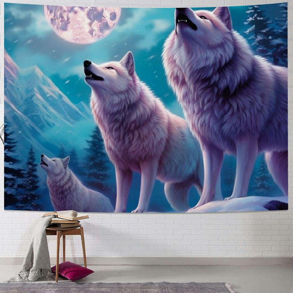 ERAPDAUR Cool Wolf Tapestry for Men, Fantasy Animals Psychedelic Moon ...