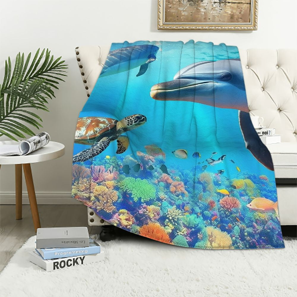 ERAPDAUR Dolphin Turtle Coral Reef Ideal Comfy Throw Blanket ...