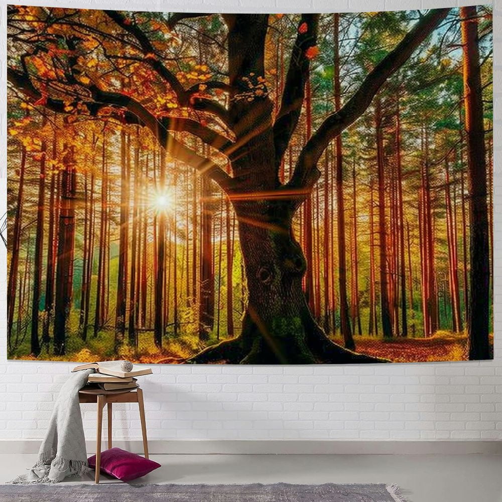 ERAPDAUR Fall Forest Tapestry, Autumn Red Yellow Maple Leaf Trees ...