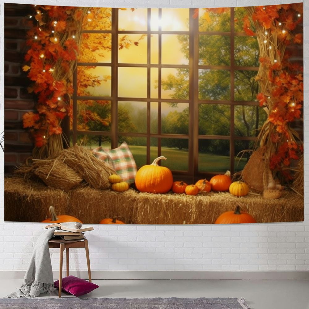 ERAPDAUR Fall Tapestry Thanksgiving Tapestry Farmhouse Barn Wood Autumn ...