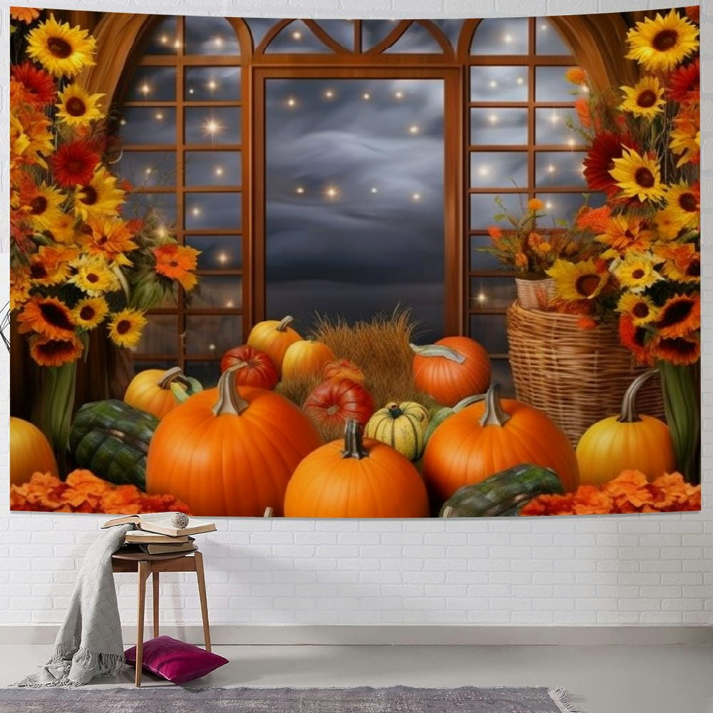 ERAPDAUR Fall Tapestry Wall Hanging Autumn Thanksgiving Pumpkin Maple ...