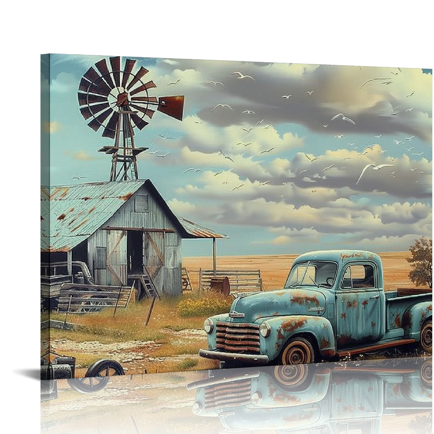 ERAPDAUR Farmhouse Barn Canvas Wall Art, Old Barn Canvas Print Wall ...