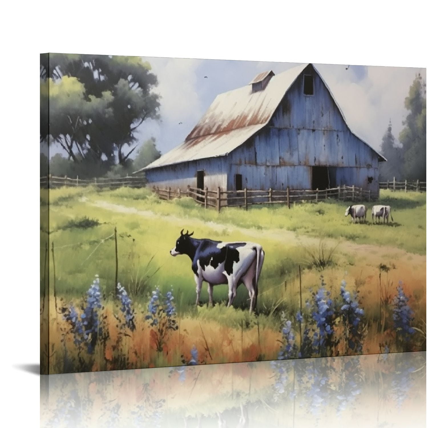 ERAPDAUR Farmhouse Canvas Wall Art Farm Cow Landscape Picture Modern ...