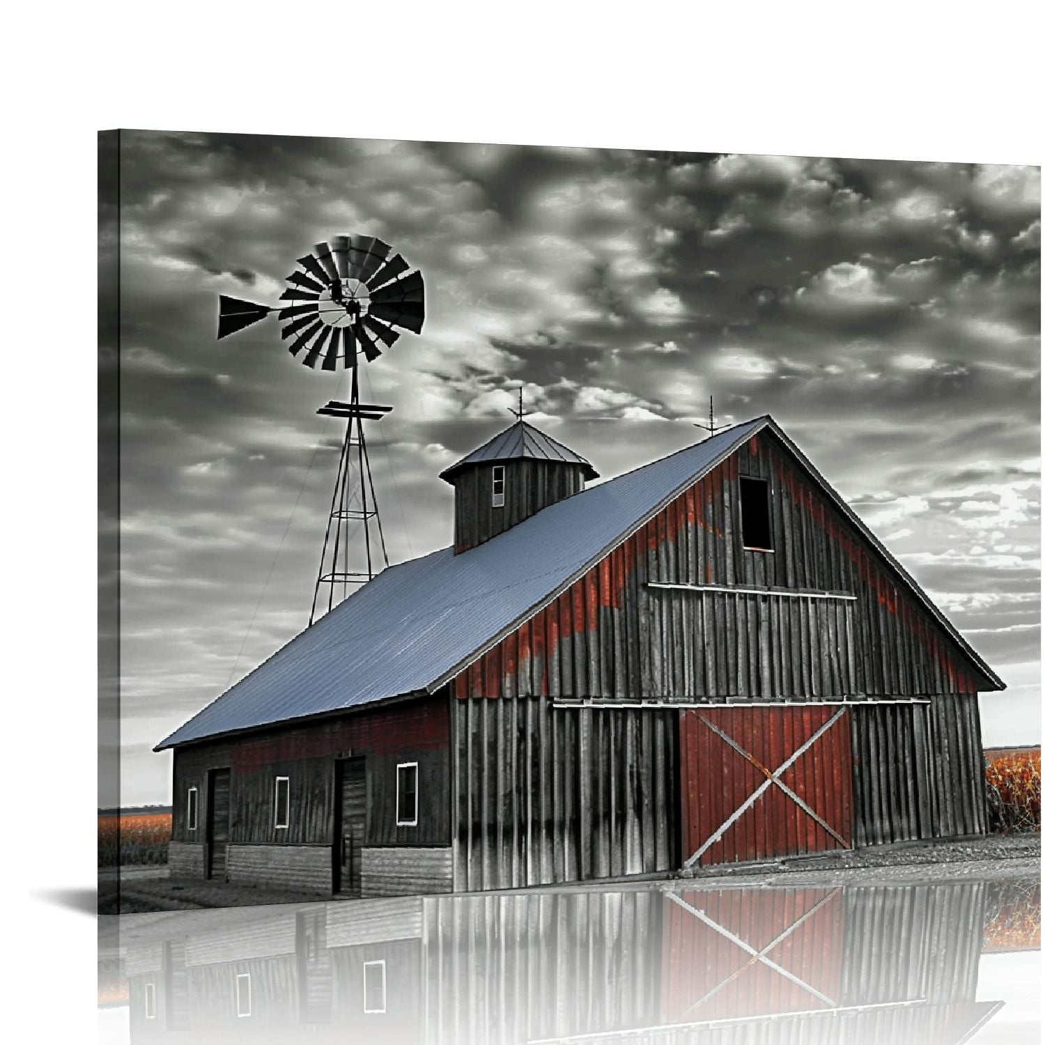 ERAPDAUR Farmhouse Wall Art Windmill Barn Picture Wall Decor Canvas ...