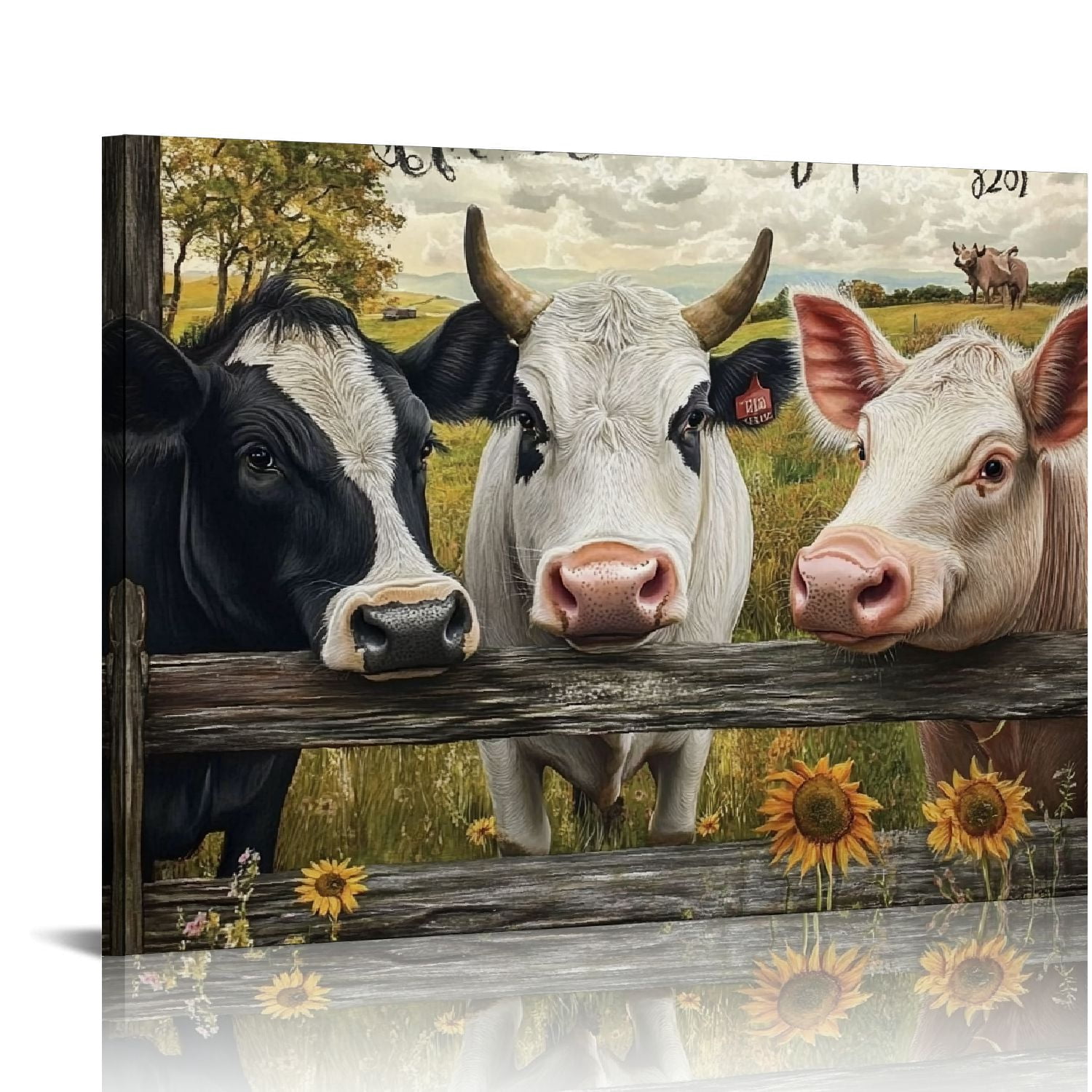 ERAPDAUR Farmhouse Wall Decor Farm Animals Wall Art Cow Pig Donkey And ...