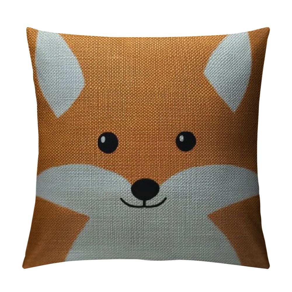 ERAPDAUR Fox Throw Pillow Case Cute Fox Face Hairy Tail Bohemian Orange ...