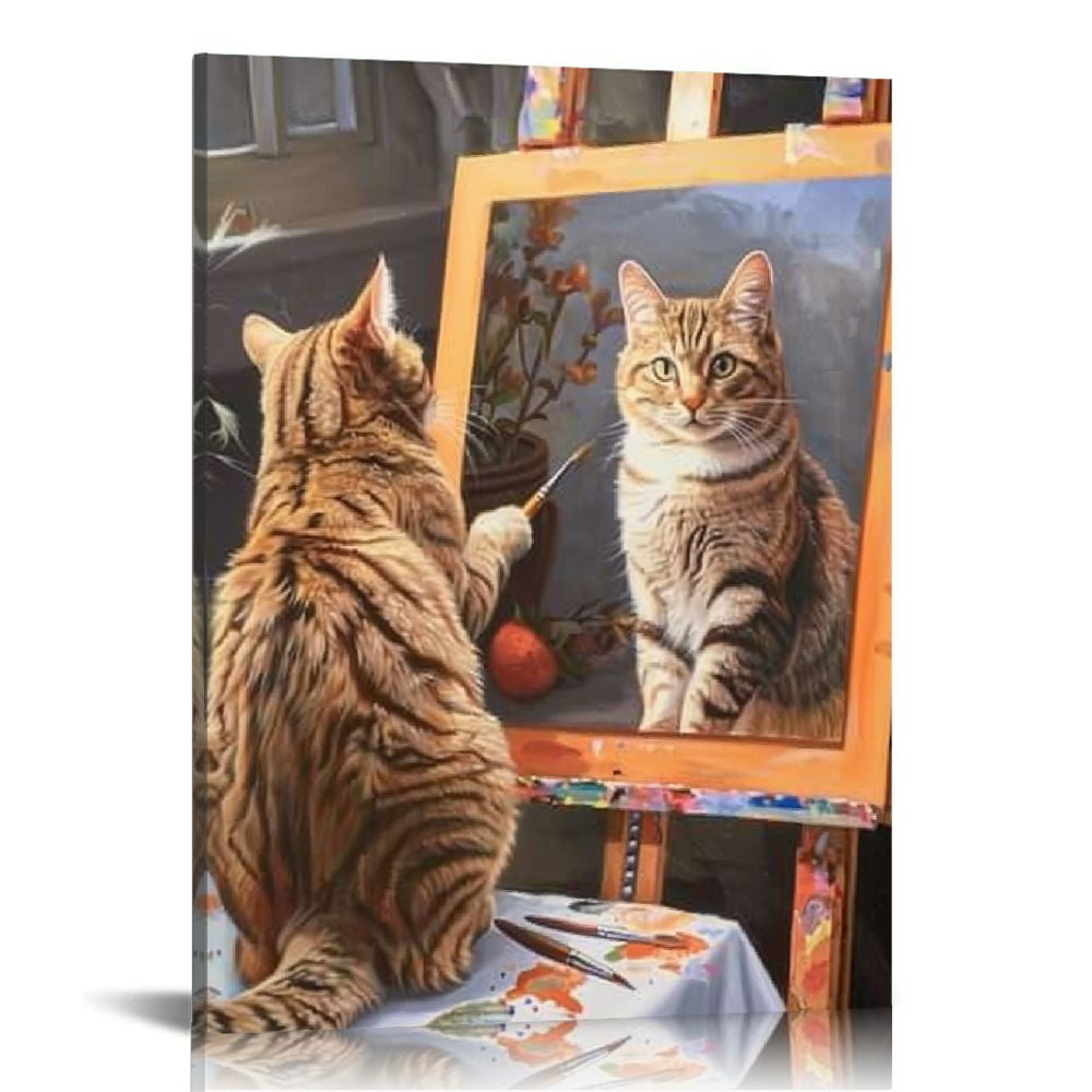 ERAPDAUR Funny Cat Poster - Cat Art Wall Decor, Cute Cat Pictures, Cat ...