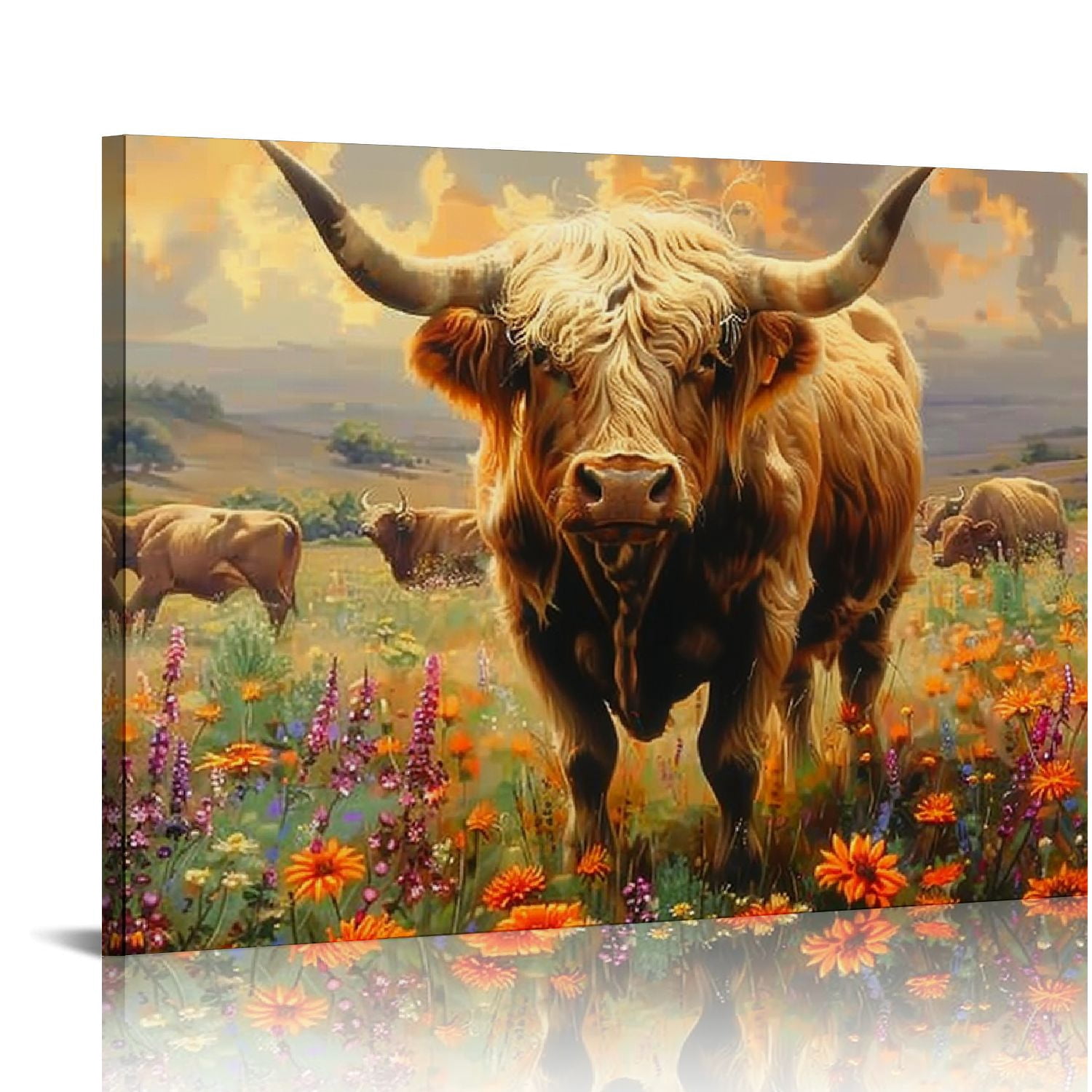 ERAPDAUR Highland Cow Wall Art Decor for Living Room Cow Pictures Print ...