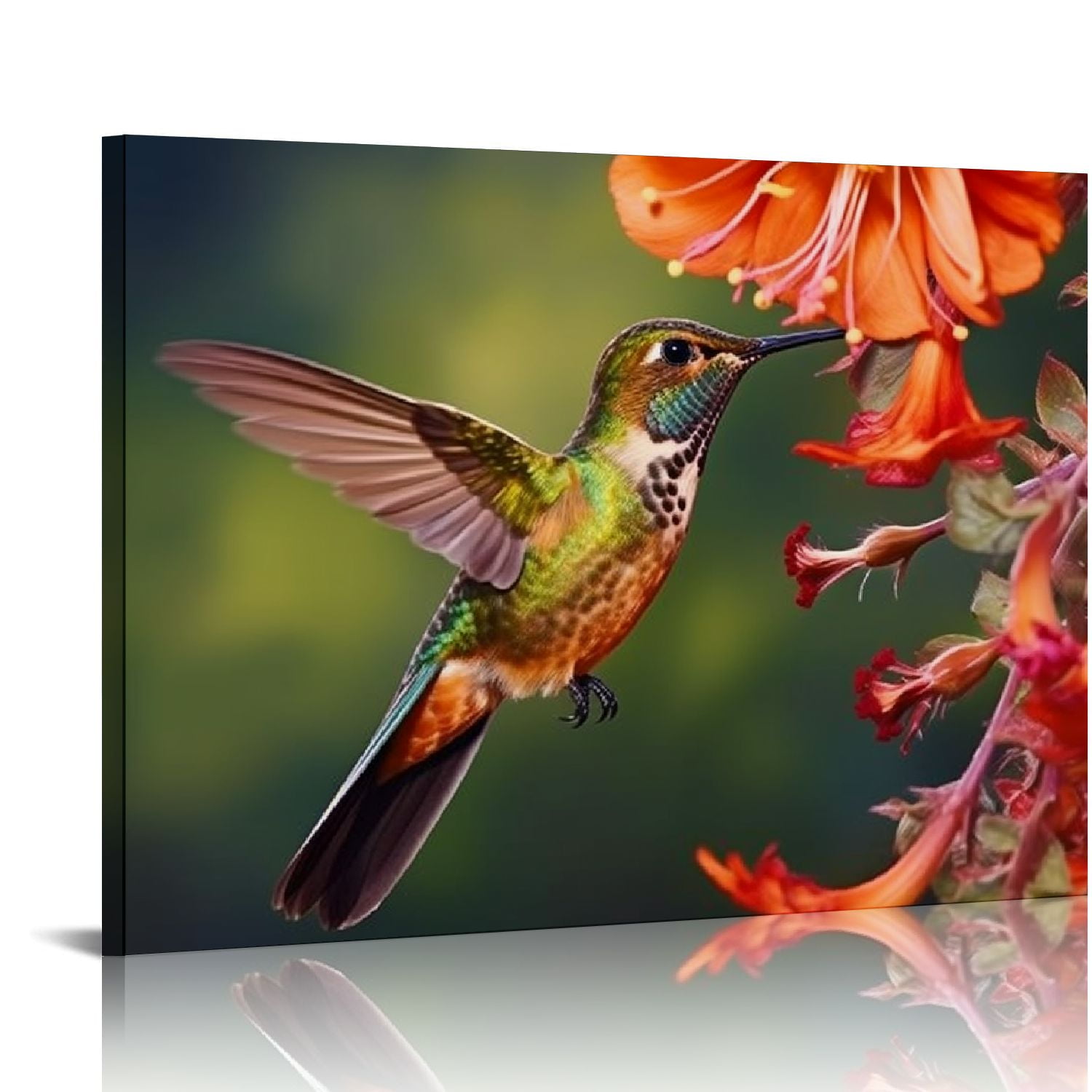 ERAPDAUR Hummingbird Canvas Wall Art Print Bird with Flower Painting ...