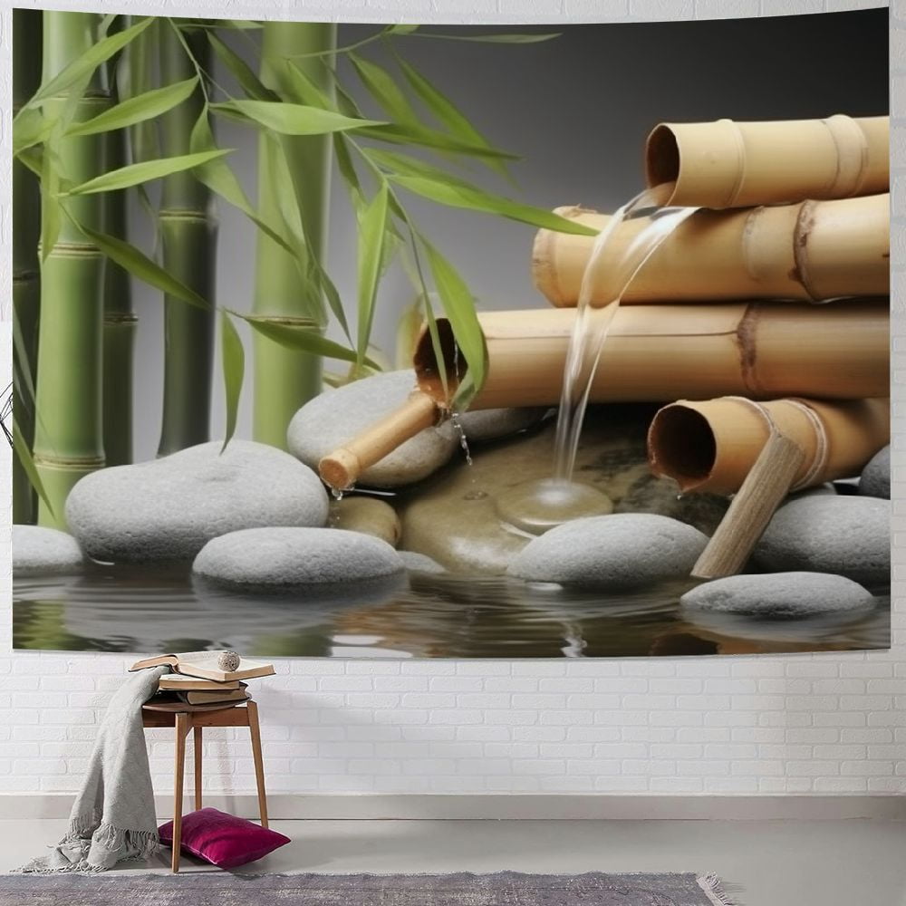 ERAPDAUR Japanese Bamboo Tapestry Wall Hanging Asian Spa Zen Stone ...