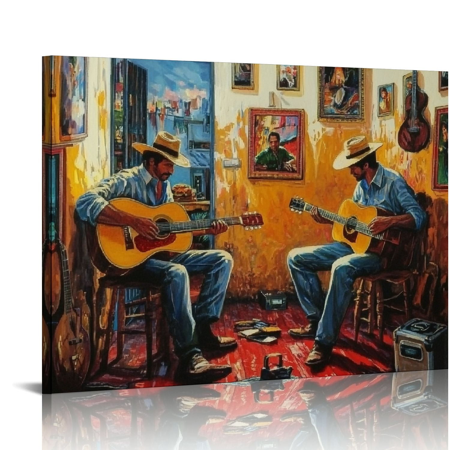 ERAPDAUR Mexican Folk Art Posters Mariachi Band Two Mexican Guitarists ...