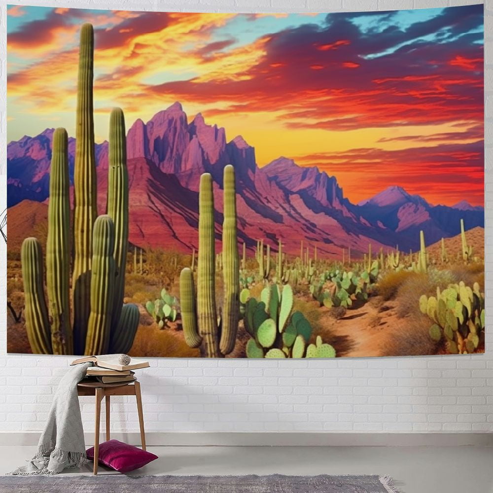 ERAPDAUR Mountain Tapestry Desert Cactus Tapestry Sunset Clouds ...