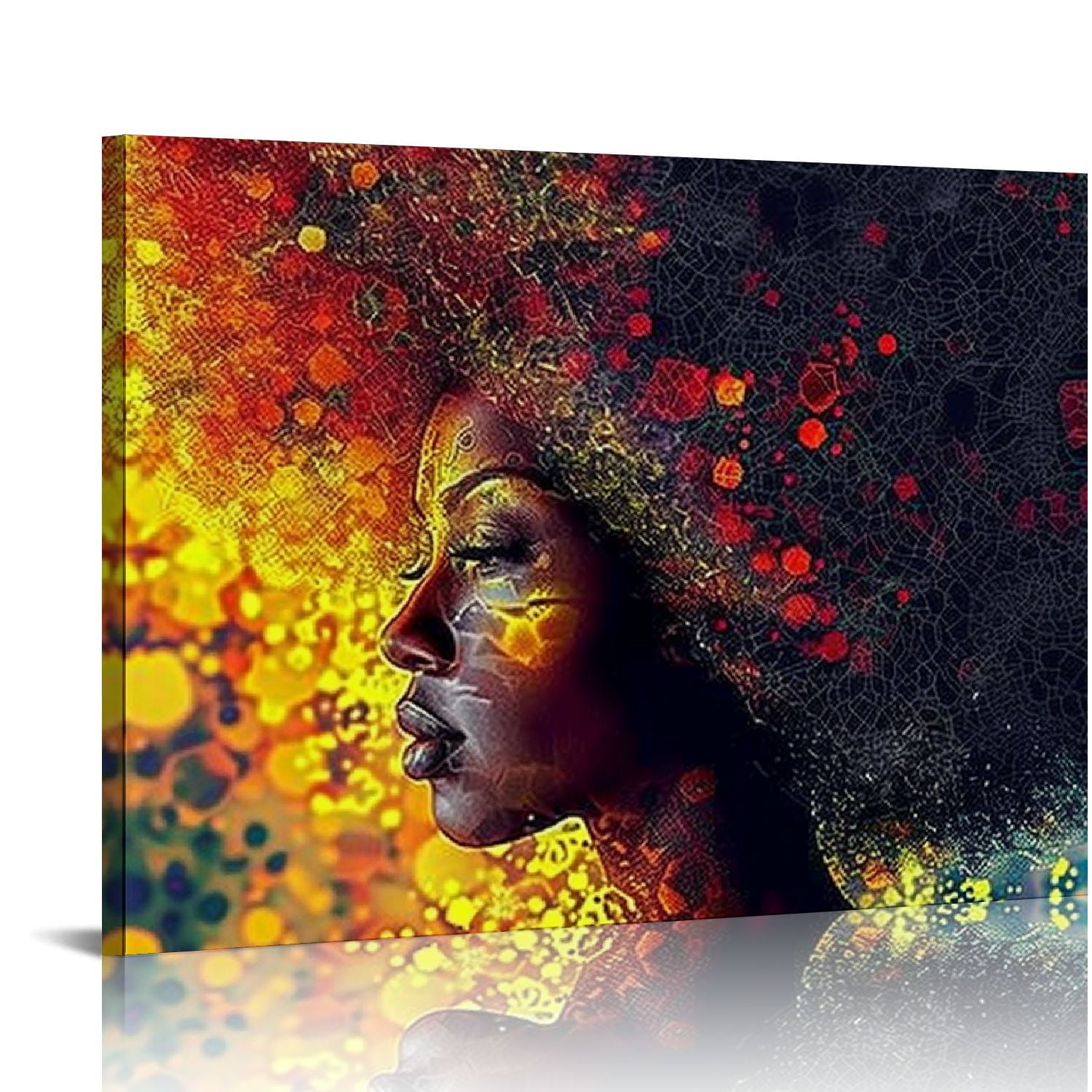 ERAPDAUR Premium Canvas Wall Art African American Abstract Art Modern Decorative Artwork Black ...