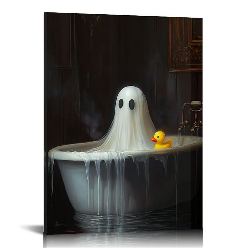 ERAPDAUR Retro Bathroom Poster Funny Ghost in The Bathtub Wall Art ...