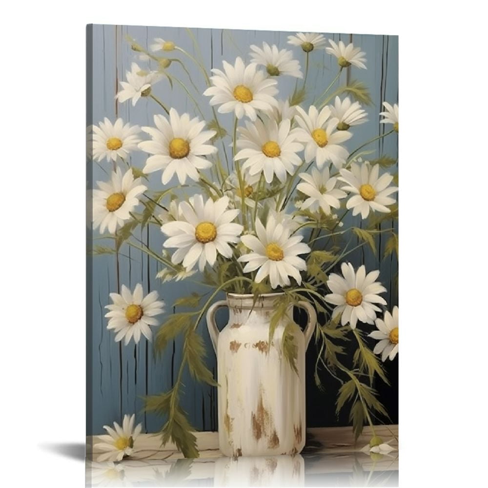 ERAPDAUR Rustic Farmhouse Daisy Canvas Wall Art Vintage Country Floral ...