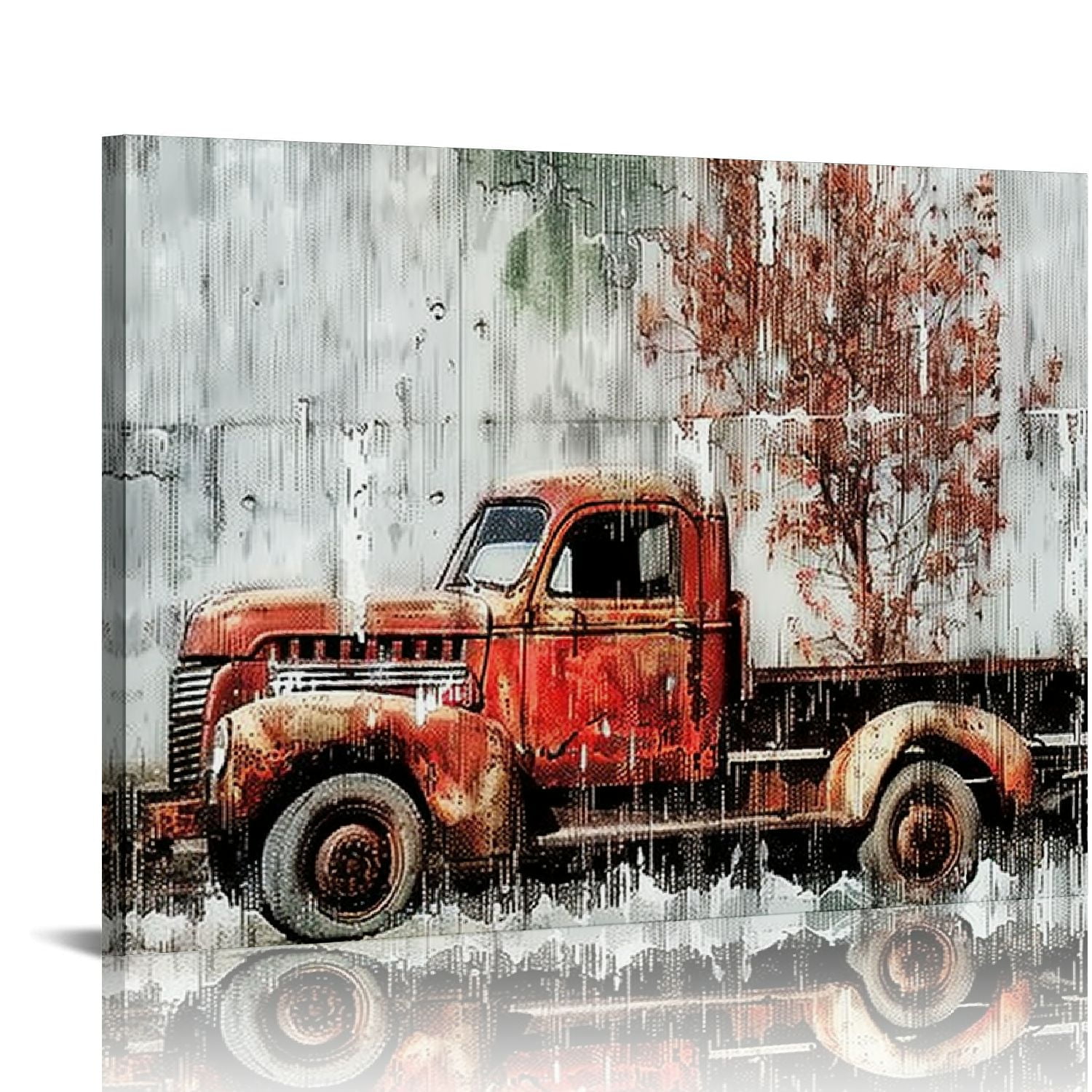 ERAPDAUR Rustic Truck Canvas Wall Art Old Car Pictures Farmhouse Living ...