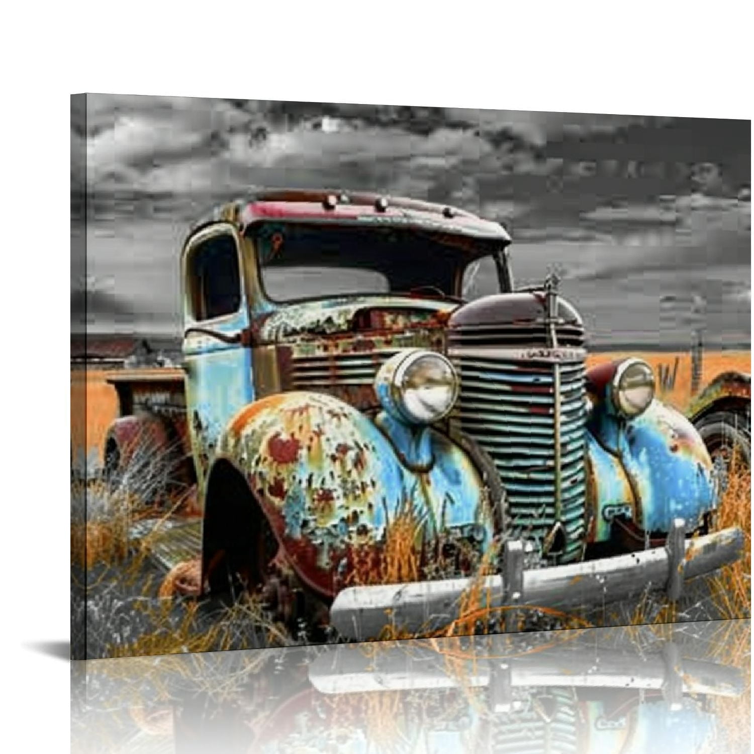 ERAPDAUR Rusty Car Canvas Wall Art: Old Truck Pictures Paintings Print ...