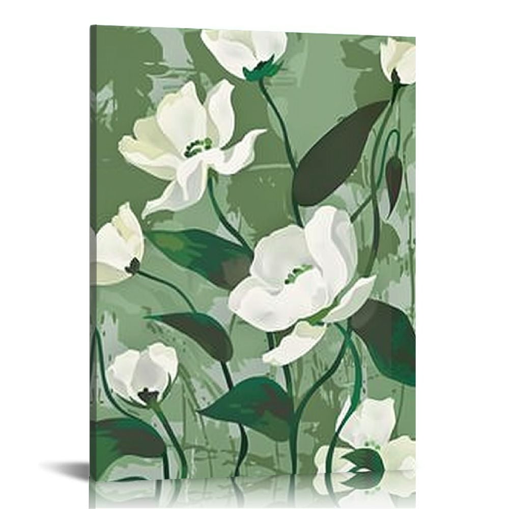 ERAPDAUR Sage Green Wall Art, Abstract Art Prints, Flat Wood Canvas ...