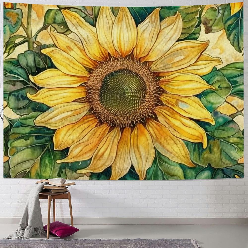 ERAPDAUR Sunflower Tapestry for Bedroom, Floral Yellow Flower Wall ...