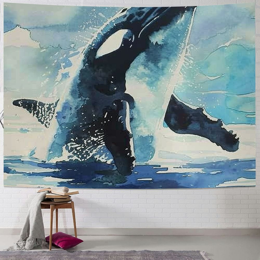 ERAPDAUR Tapestry Wall Hanging Watercolor Orca Ocean Hand Beautiful ...