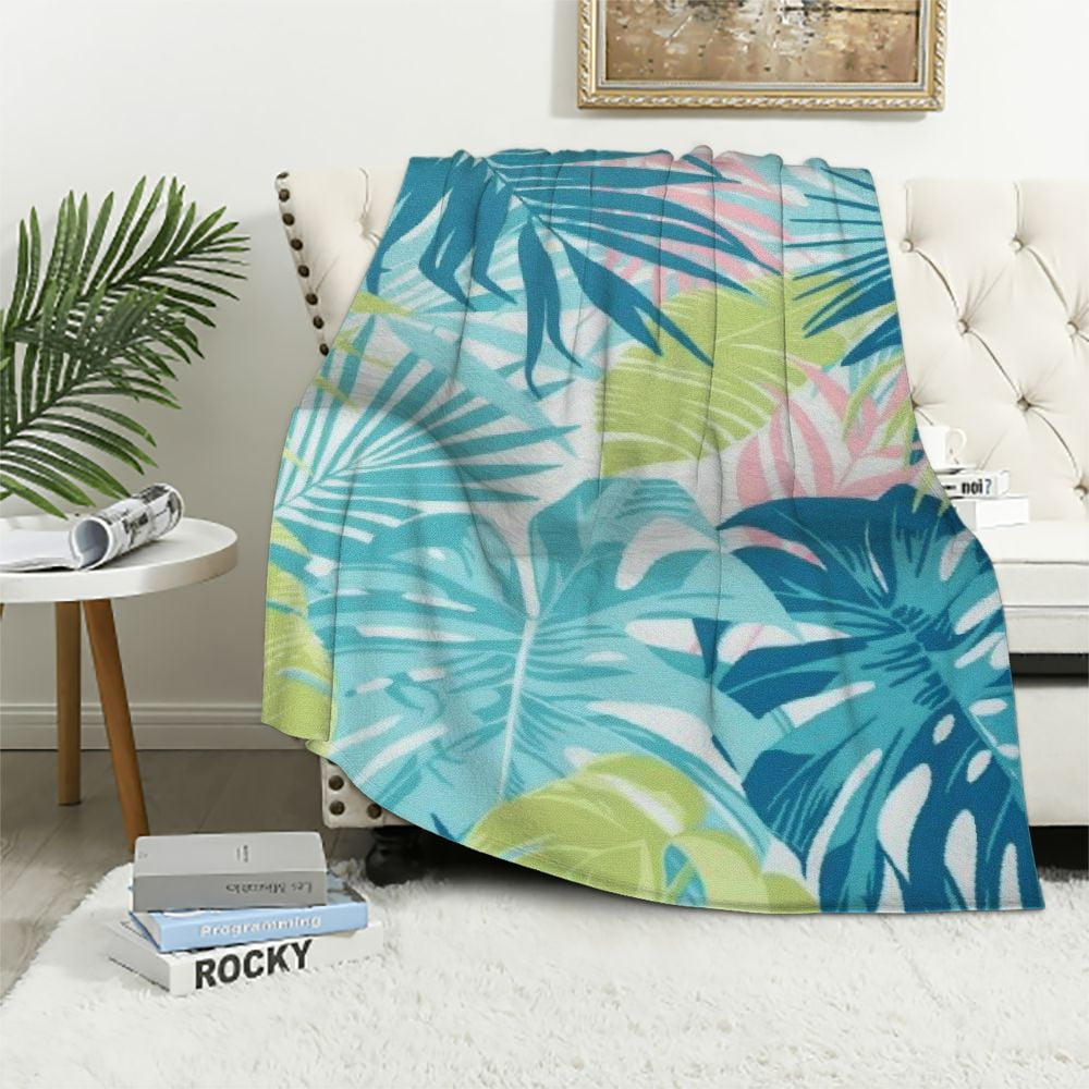 ERAPDAUR Tropical Print Flannel Throw Blanket for Couch Sofa Bed All ...