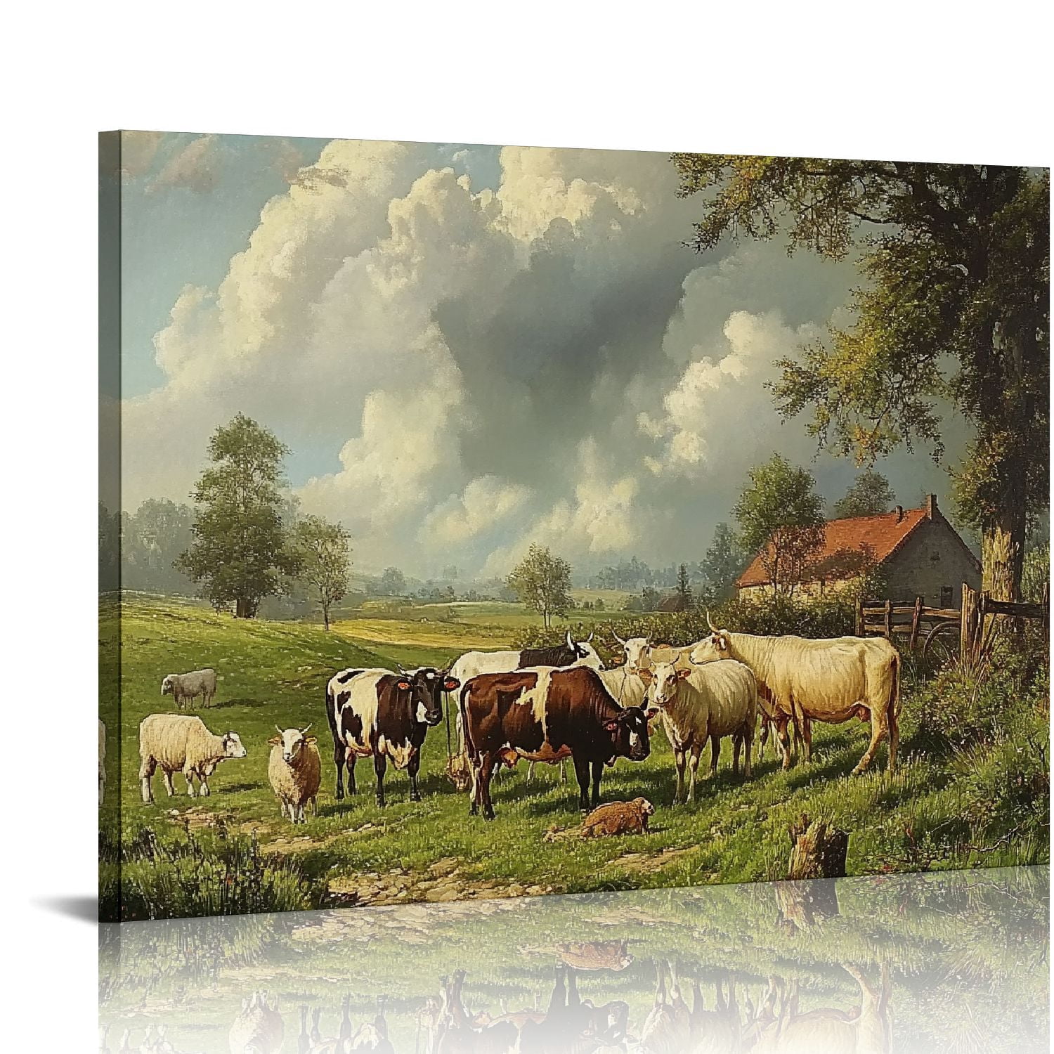 ERAPDAUR Vintage Countryside Animal Canvas Wall Art Rustic Farmhouse ...