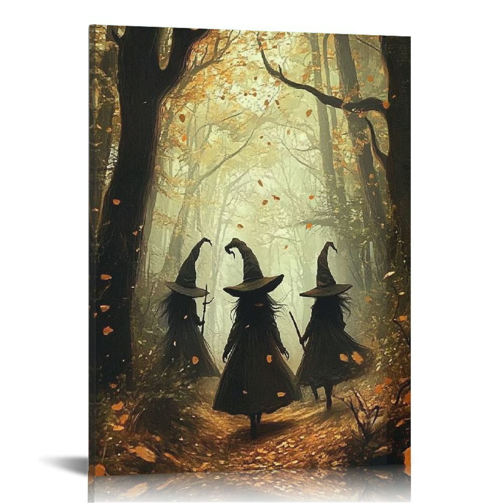 ERAPDAUR Vintage Three Witches in The Forest Witchy Canvas Painting ...