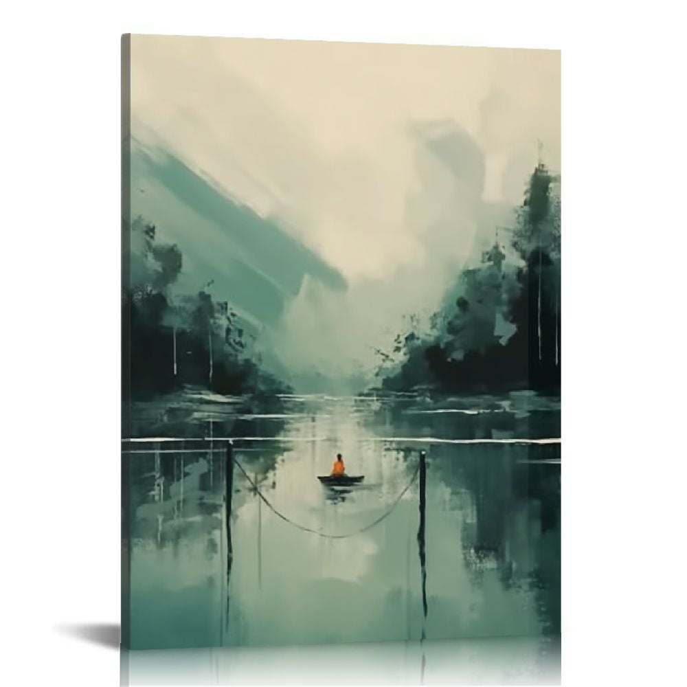 ERAPDAUR Watercolor Mountain Canves Wall Art Set Nature Green Forest ...