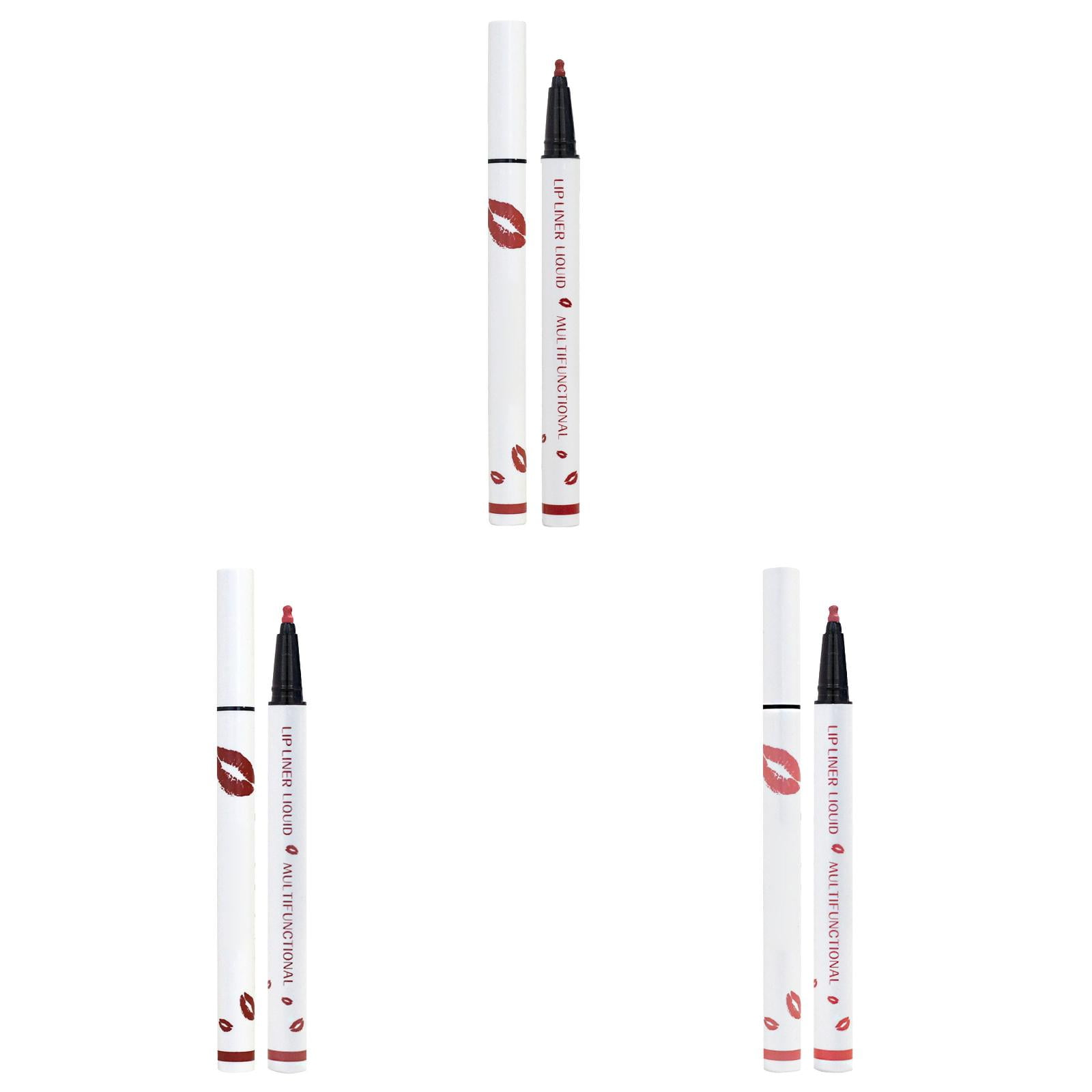 ERBC 4/3/2/1pcs Lip Stain Marker Pen Lip Liner & Lipstick 2 In 1 Long Lasting Waterproof Matte ...