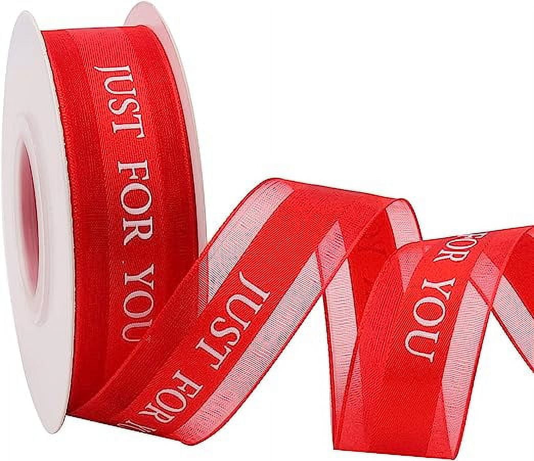 ERDOUY 1 Inch Chiffon Ribbon, Just for You Ribbon for Gift Wrapping ...