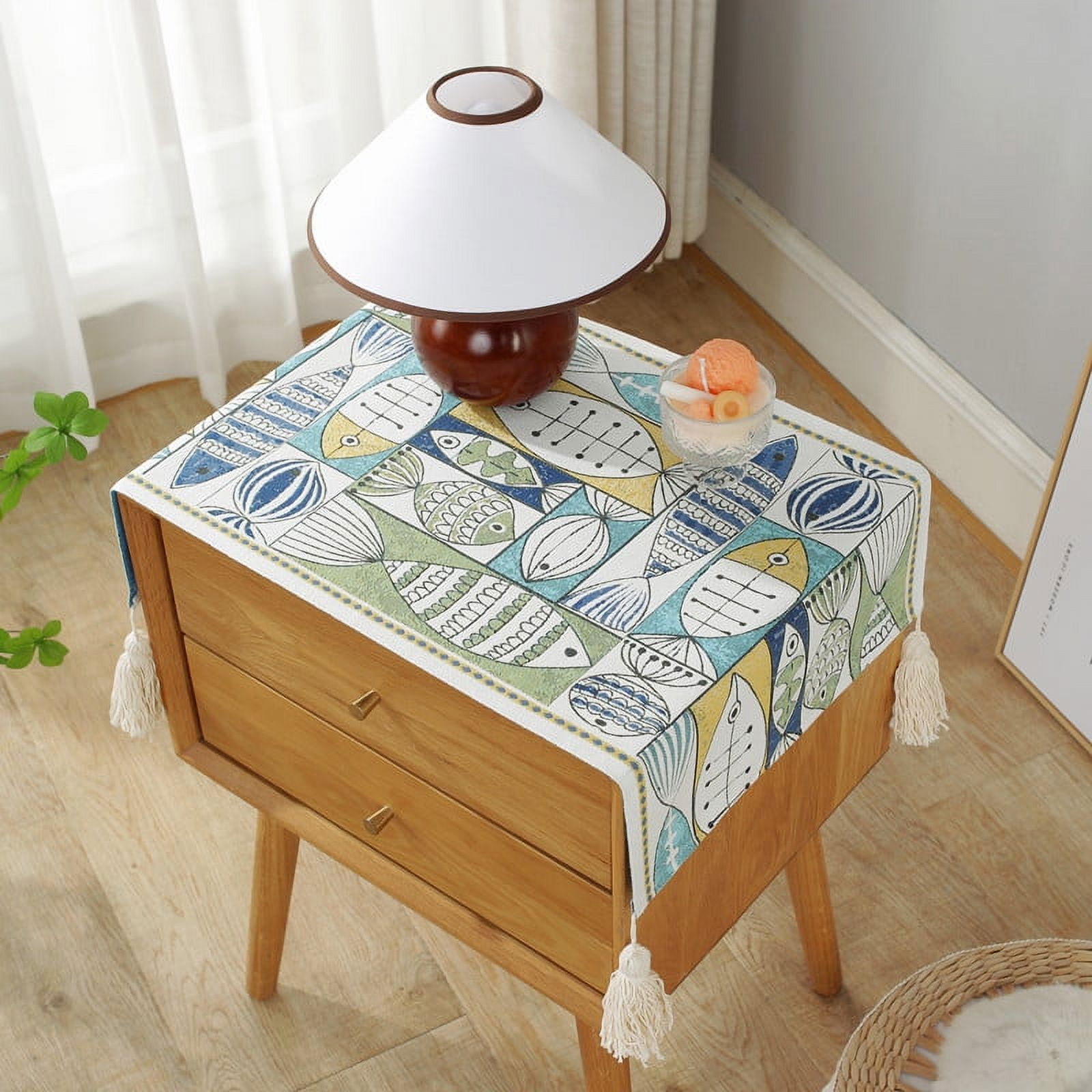 ERDOUY 1 piece color woven jacquard bedside table, bucket cabinet cover ...