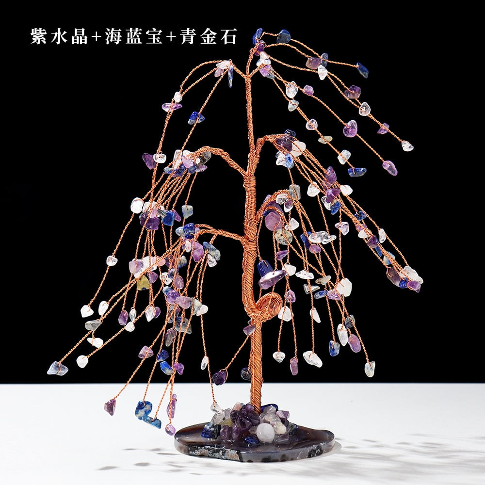 ERDOUY 1 piece of mixed color natural stone hanging willow tree, lucky ...