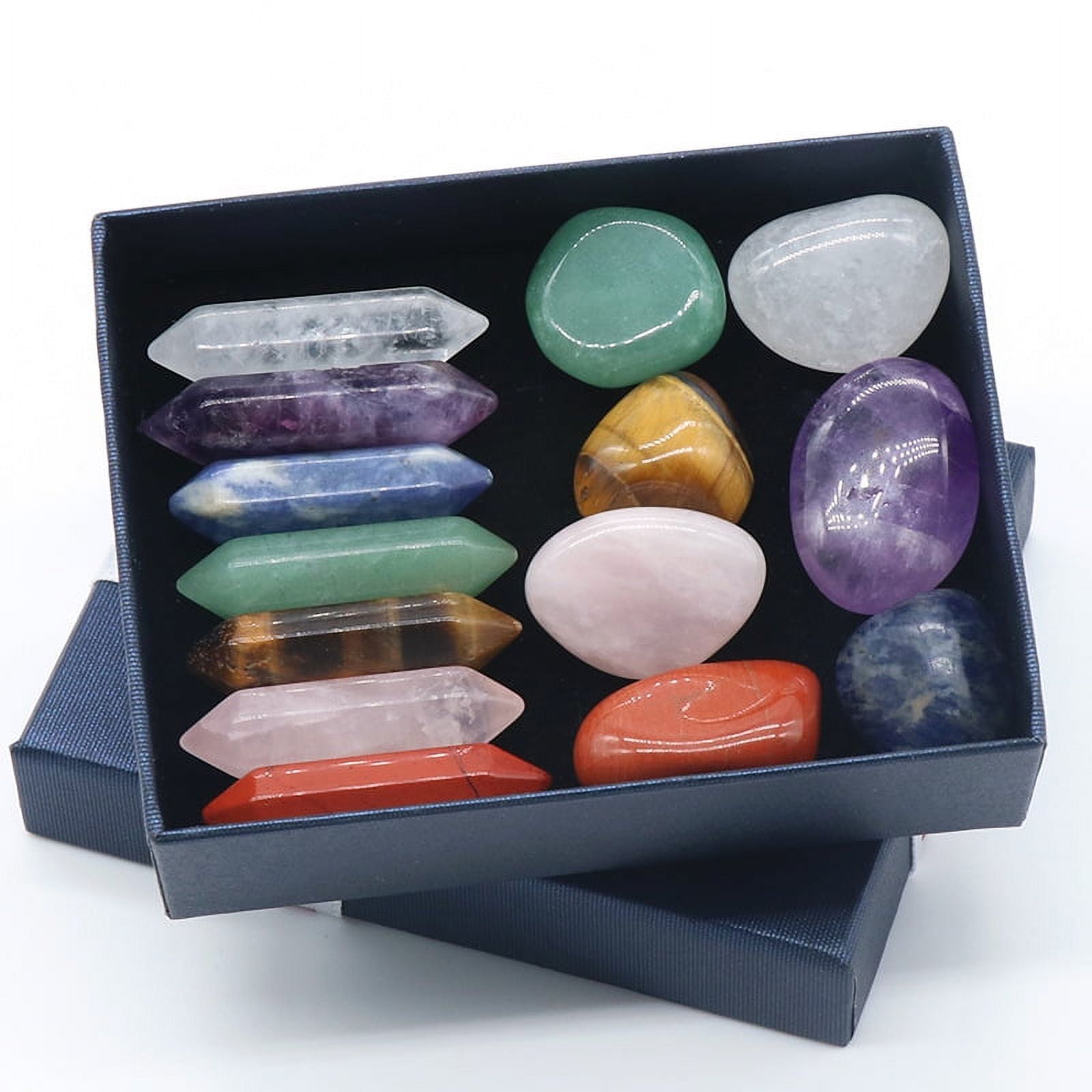 ERDOUY 1 piece natural chakra crystal stone set gift box (7 irregular ...