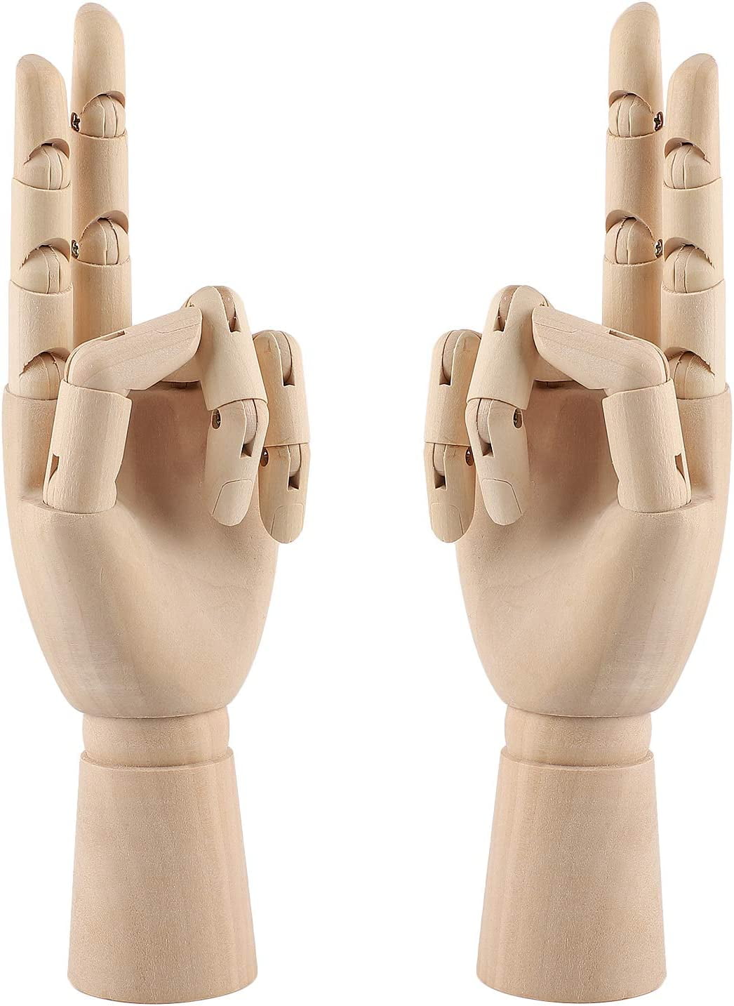 ERDOUY 10 Inch Wooden Hand Model Flexible Moveable Fingers Manikin Hand ...