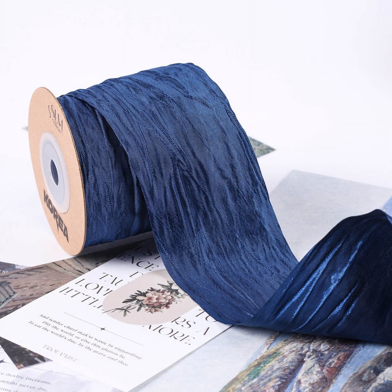 ERDOUY 10 Yards Fabric Crinkled Ribbon,Silk-Like Wrinkled Ribbons,for ...