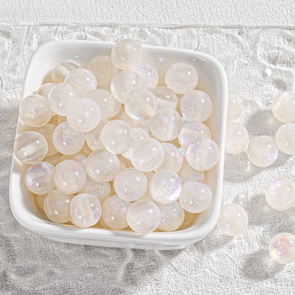 ERDOUY 100PCS 10mm Sparkling Transparent Plastic Beads, Bulk Craft ...