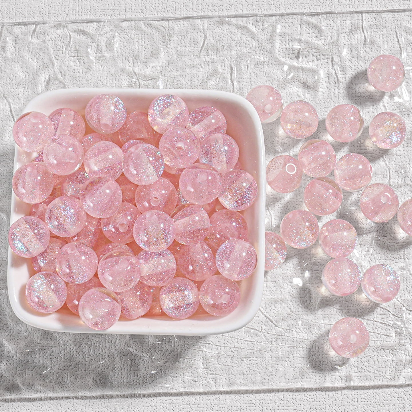 ERDOUY 100PCS 8mm Sparkling Transparent Plastic Beads, Bulk Craft Beads ...