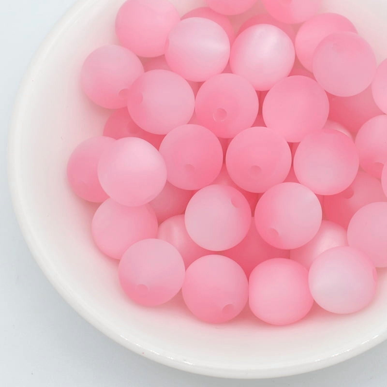 ERDOUY 100Pcs 0.31IN Matte Pink & White Frosted Resin Beads, Uniform ...